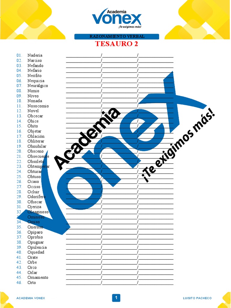 Tesauro de Palabras con "nz" | PDF
