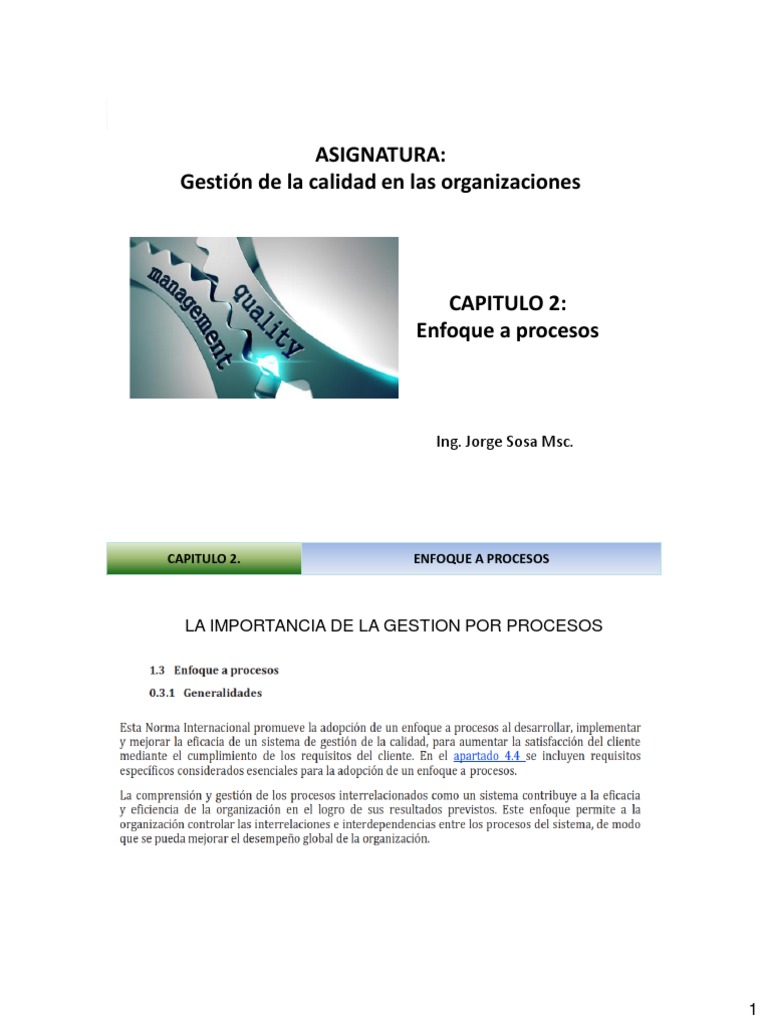 Capitulo 2 Enfoque A Procesos | PDF | Sistema de manejo de calidad ...