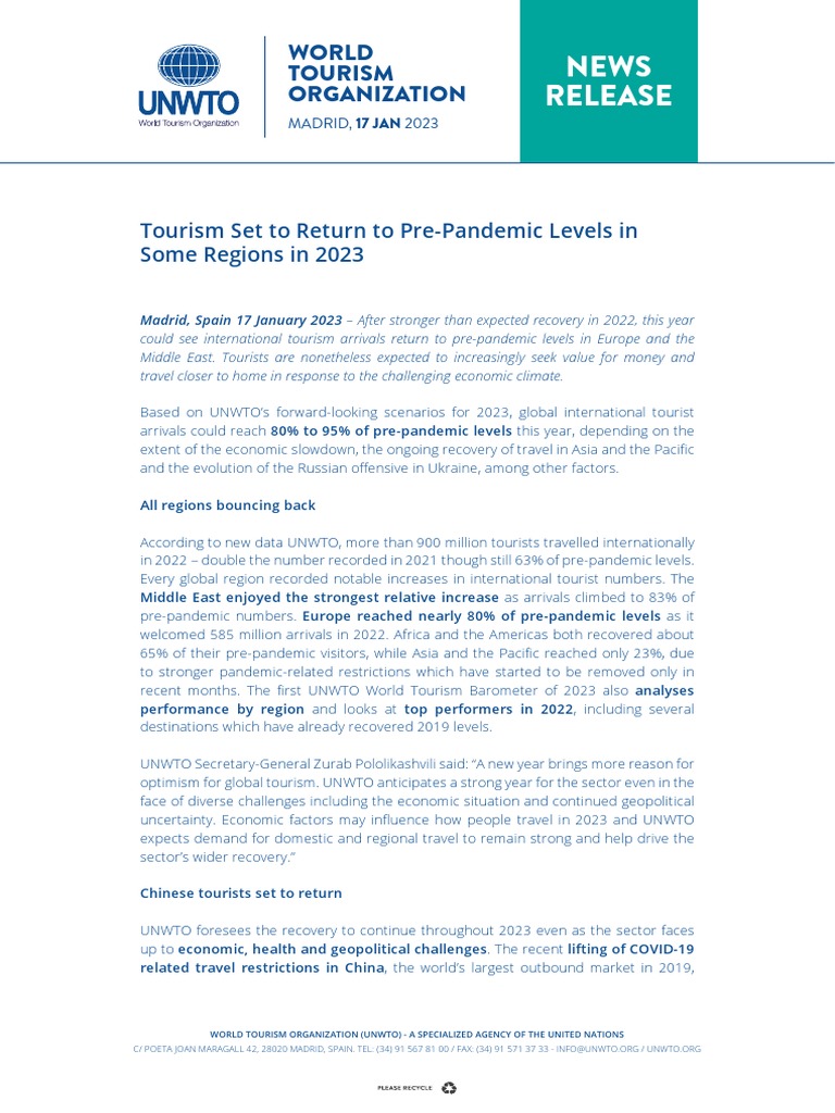 Global Tourism Recovery Trends | PDF | Tourism | Economies