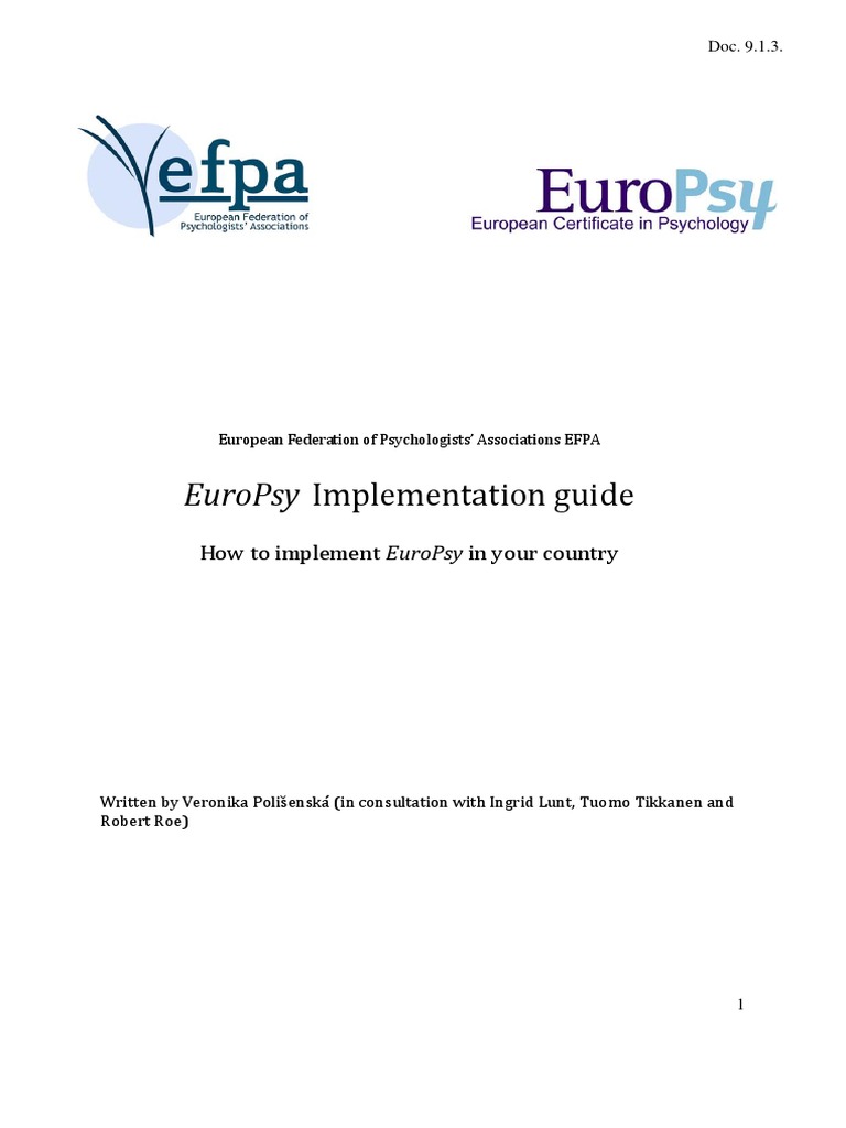02 EuroPsy Guidelines Final Version GA Oslo | PDF | Psychologist ...