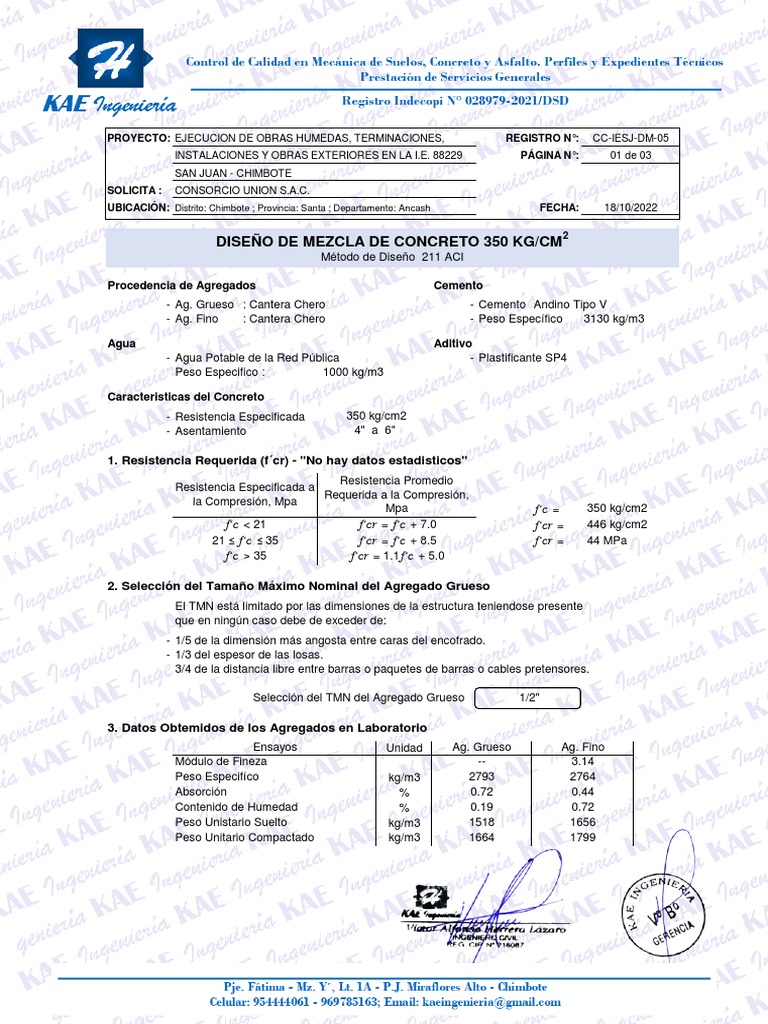 Diseño de Mezcla Concreto ACI SP4 | PDF | Hormigón | Cemento