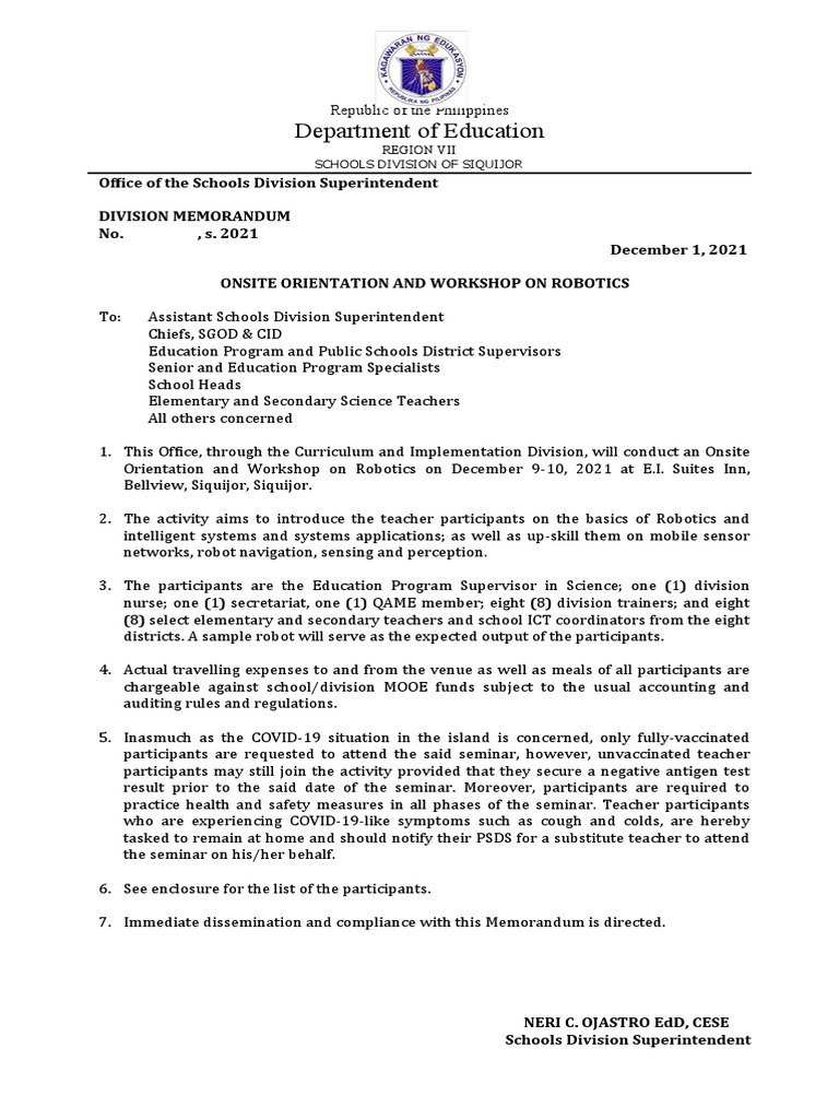 Robotics Workshop for Siquijor Educators | PDF | Cognitive Science