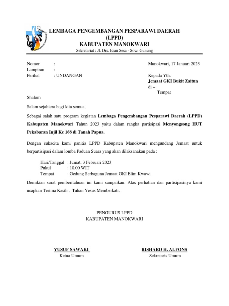Undangan Lomba Lppd Kabupaten Manokwari Pdf