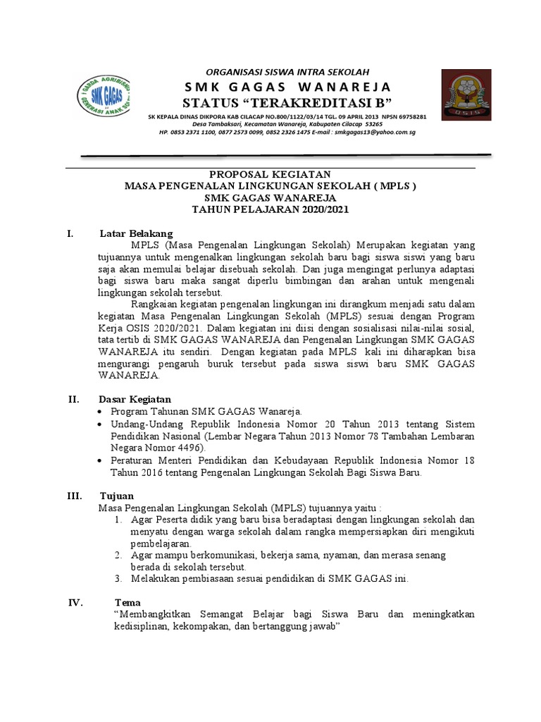 Proposal Kegiatan Osis | PDF