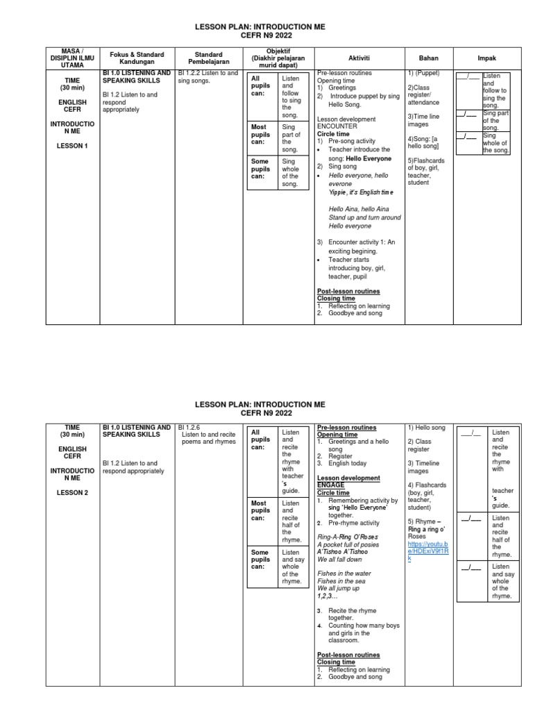 Lesson Plan Introduction To Me Pdf Lesson Plan Teachers 