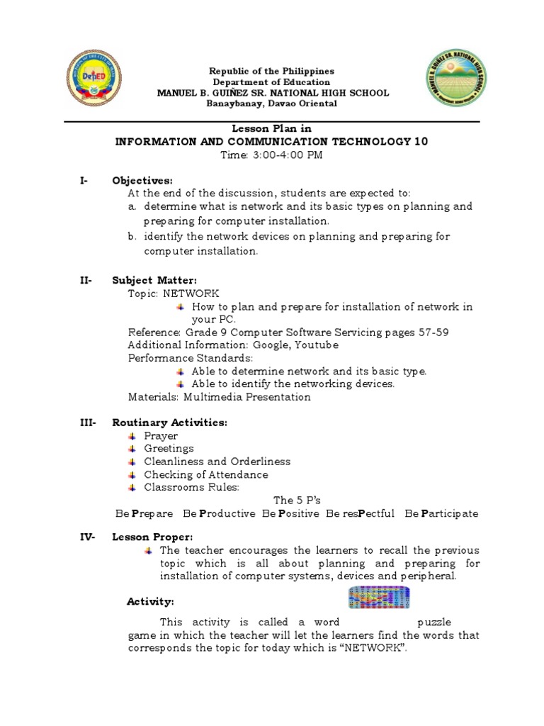 Ict Grade 10 Lesson-Plan Final | PDF | Computer Network | Information Age