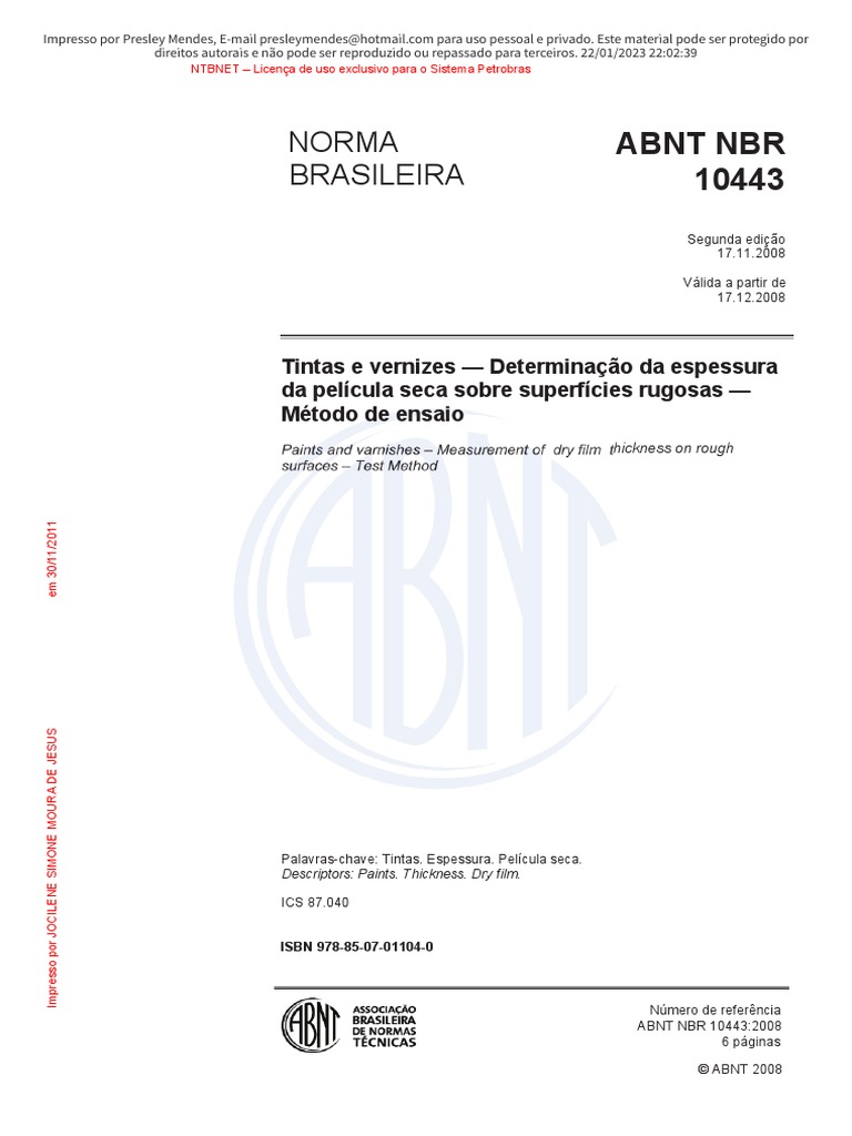 ABNT NBR 10443 - 2008 - Tintas e Vernizes - Determinação Da Espessura ...