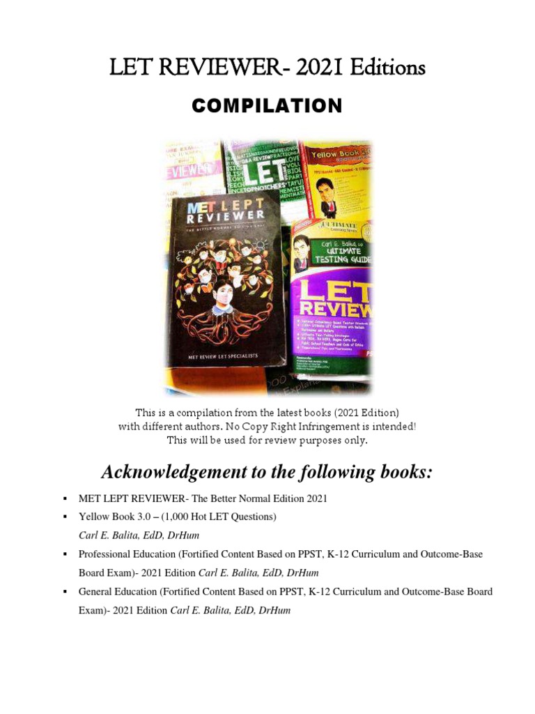 2021 LET Reviewer Compilation Guide | PDF | Career & Growth | Teaching ...