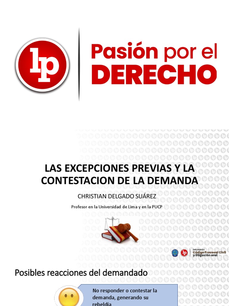 S04 - Excepciones Previas y Contestacion de Demanda LP Derecho | PDF ...