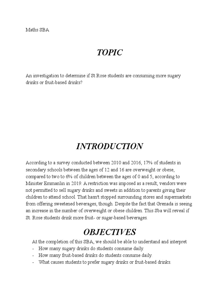 Maths Sba Pdf Drink Determinants Of Health