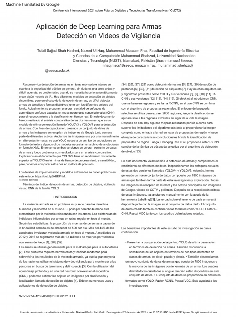 Application of Deep Learning For Weapons Detection in Surveillance Videos | PDF | Aprendizaje ...
