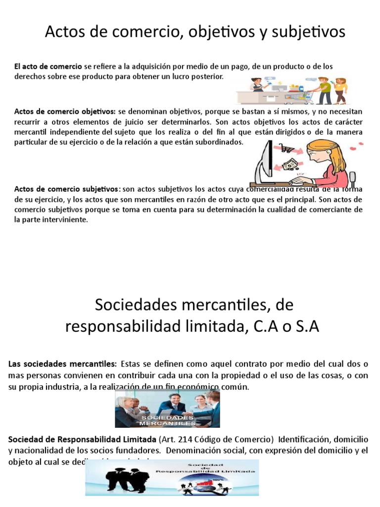 Actos de Comercio Objetivos y Subjetivos | PDF | Crédito | Finanzas y administración del dinero