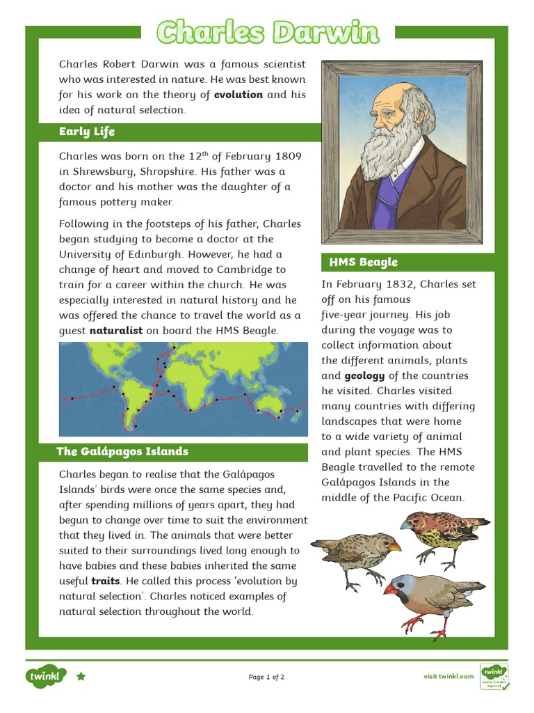 Charles Darwing - Reading Activity | PDF | On The Origin Of Species ...