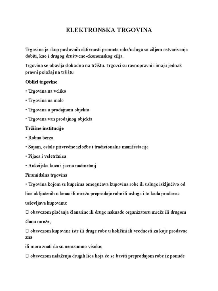 ELEKTRONSKA TRGOVINA Skripta | PDF