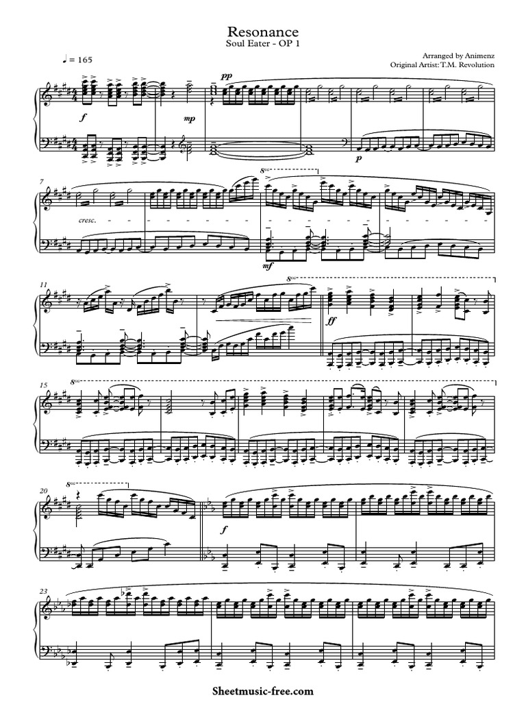 Resonance Sheet Music Soul Eater (SheetMusic Free - Com) | PDF