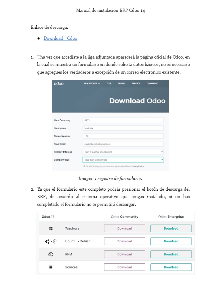 Manual de Instalación ERP Odoo 14 | PDF