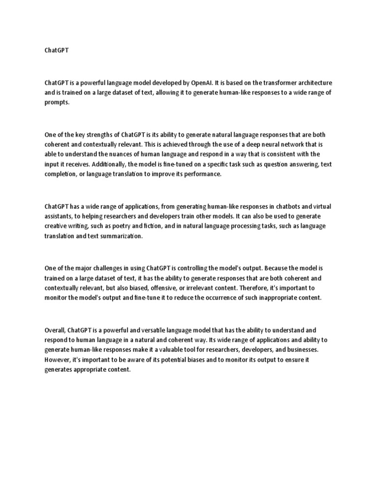 Overview of ChatGPT Capabilities | PDF | Business | Computers