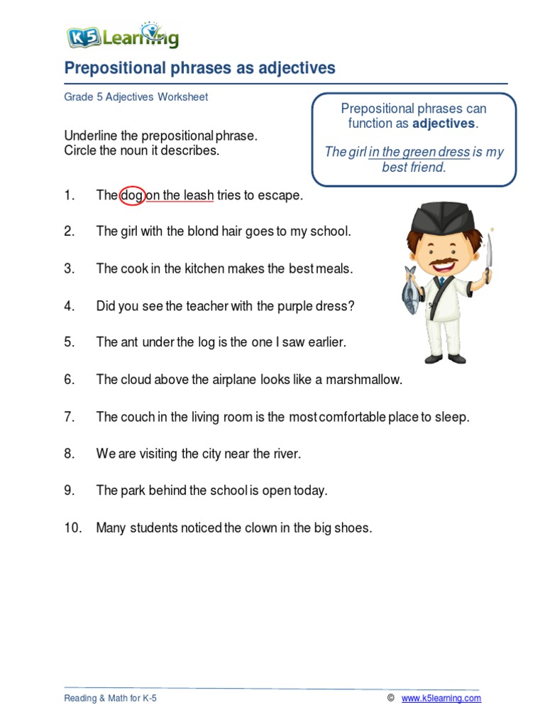 Grade 5 Prepositional Phrases Adjectives Adverbs A | PDF | Language ...