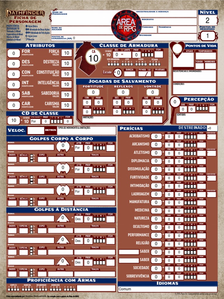 Pathfinder 2e - Ficha Editavel-6 | PDF | Jogos de RPG
