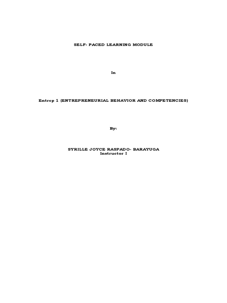 ENTREPRENEURSHIP SUBJECT MODULE Third Week | PDF | Entrepreneurship | Economic Growth