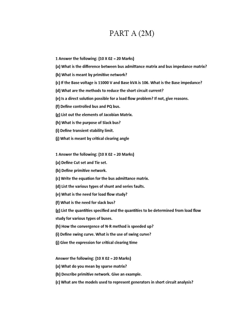 Psa All Questions and Answers | PDF | Matrix (Mathematics) | Electrical ...