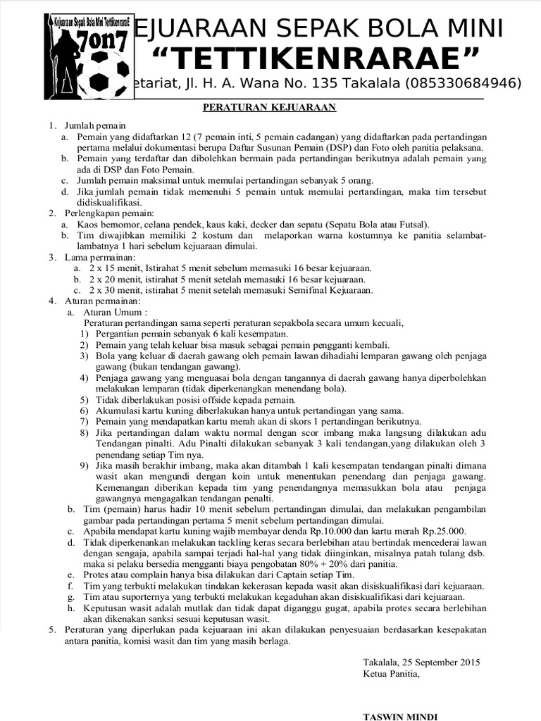 Mini-soccer tournament rules | PDF