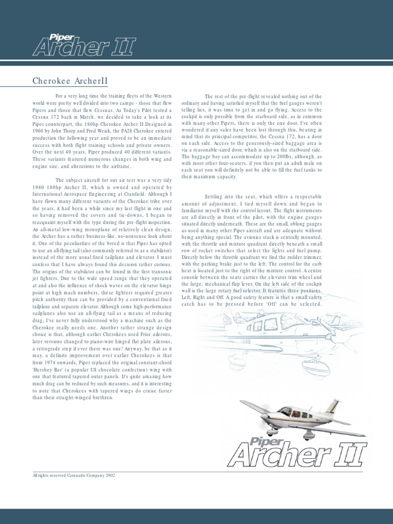 Archer II | PDF | Aviation | Aeronautics