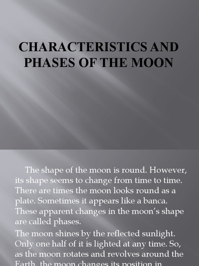 Moon Characteristics and Phases Explained | PDF