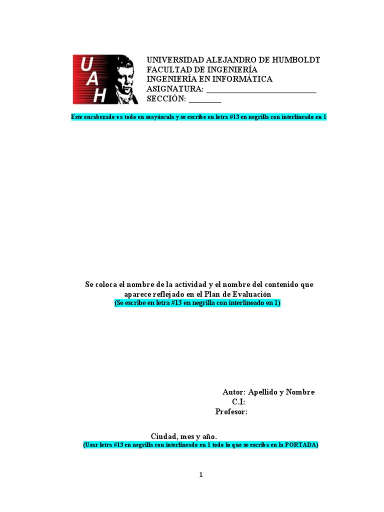 Modelo de Portada Universitaria UAH | PDF