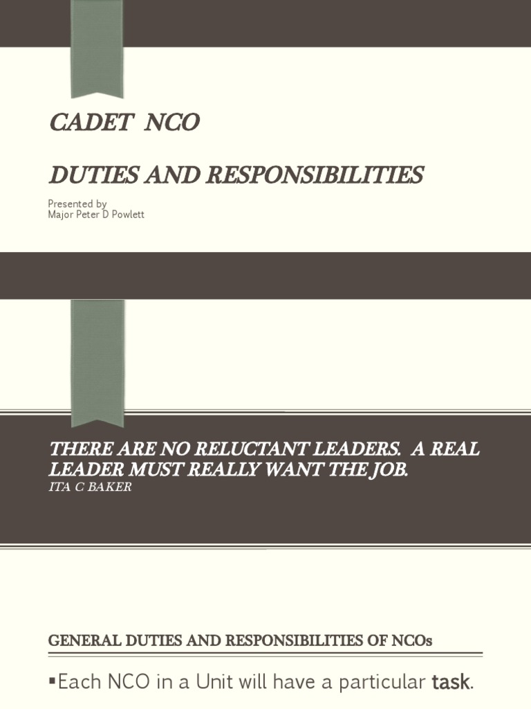 Cadet NCO Duties and Responsibilities | PDF | Sergeant | Non ...