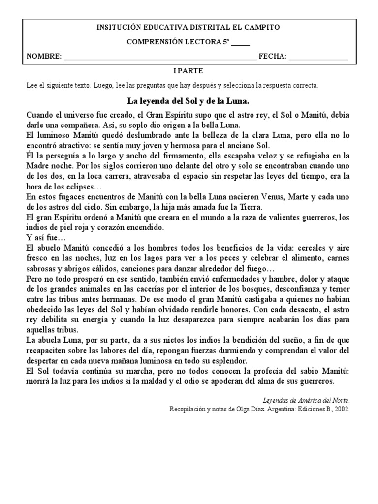 Leyenda del Sol y la Luna para Niños | PDF | Luna | Dom