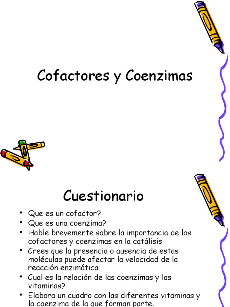 Cofactores y Coenzimas | PDF | Cofactor (Bioquímica) | Enzima