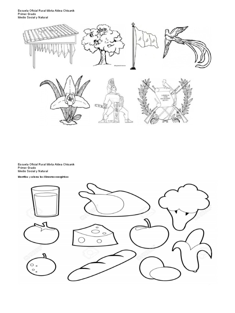 Identifica y Colorea Los Alimentos Energéticos | PDF