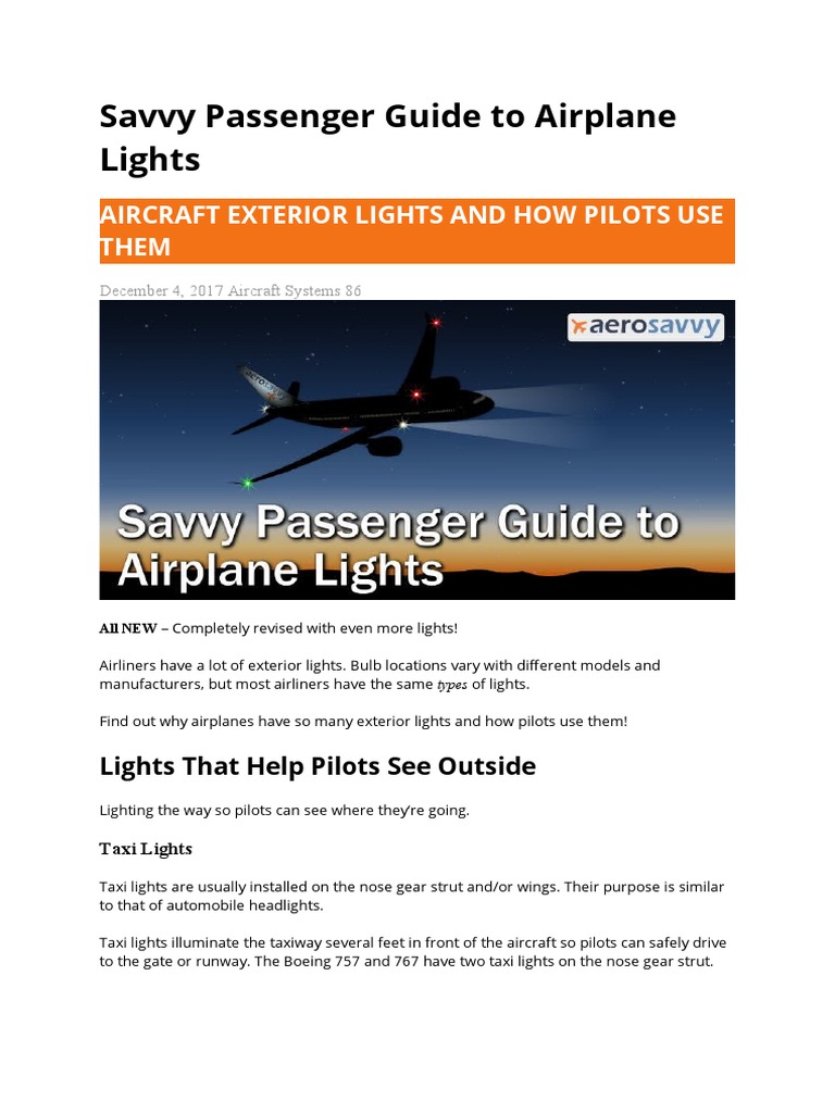 Guide To Airplane Lights | PDF | Spacecraft | Aircraft