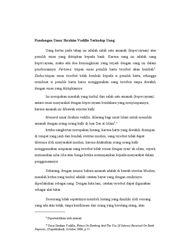 Pandangan Uang Kertas Menurut Umar Vadillo | PDF | Hukum