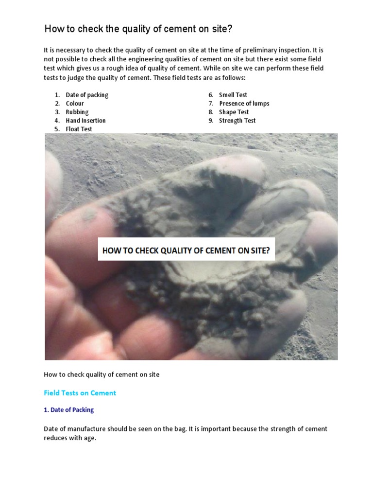 Field Tests for Cement and Bricks Quality | PDF | Cement | Brick