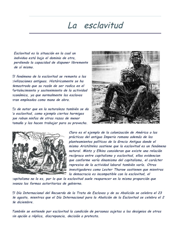 La Esclavitud | PDF | Abolicionismo | Esclavitud