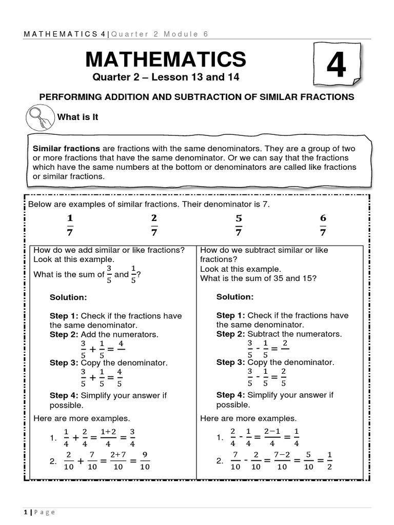 Q2 Module 6 Grade 4 | PDF | Mathematical Notation | Mathematics