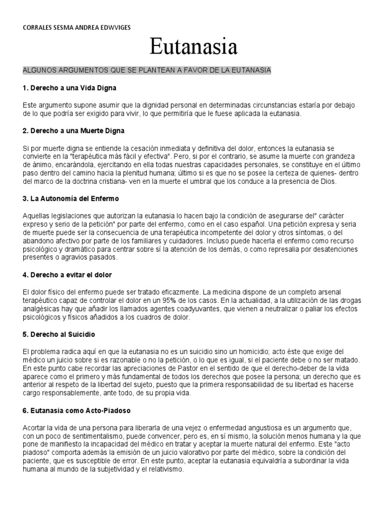 Debate sobre Eutanasia: Pros y Contras | PDF | Suicidio | Muerte