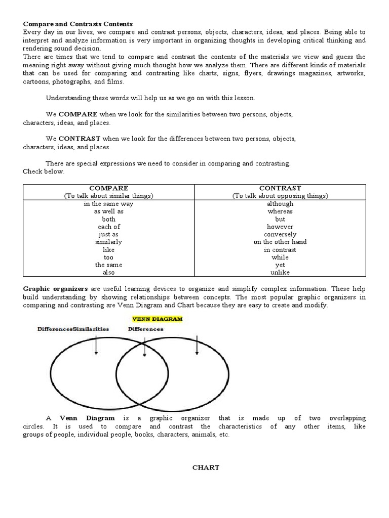 Grade 10 Compare and Contrasts | PDF | Idea | Thought