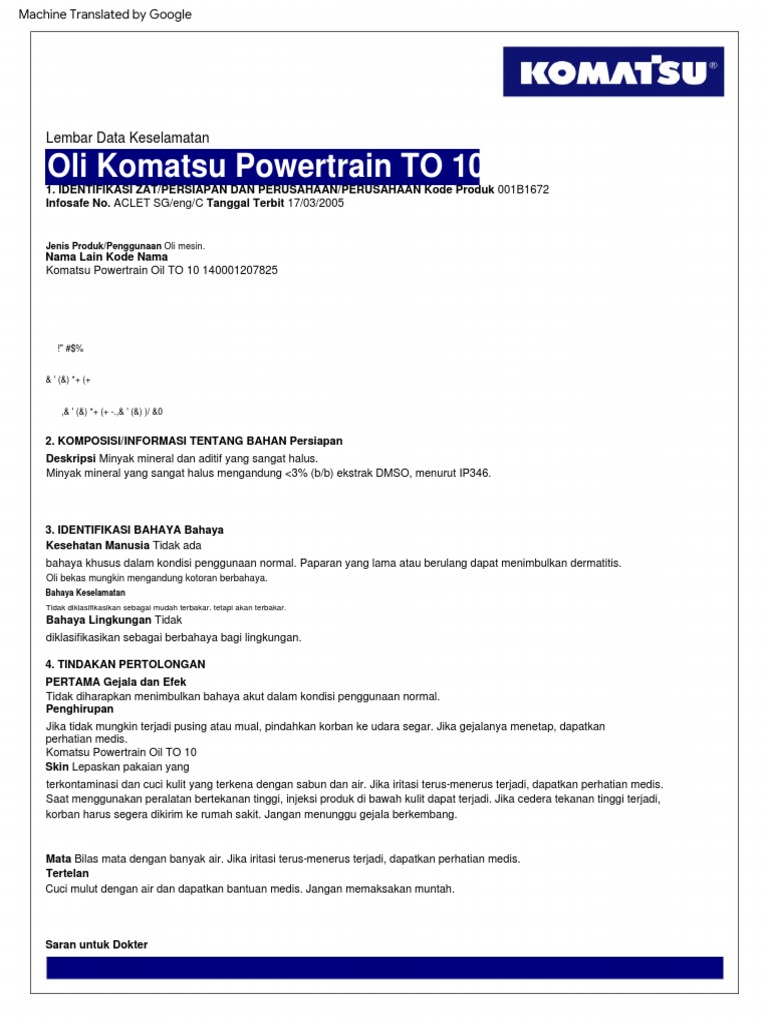 MSDS TO 10 KGO Ver - 1 - 221018 | PDF