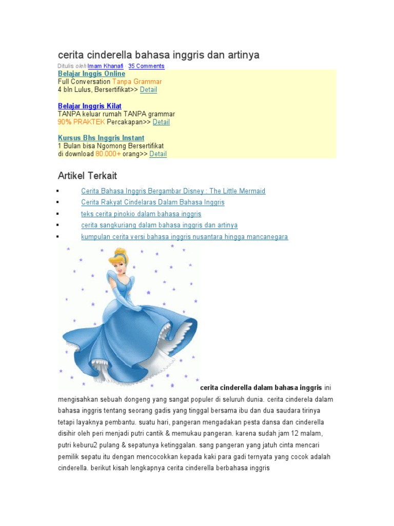 Cerita Cinderella Bahasa Inggris Dan Artinya Compress Pdf Cinderella