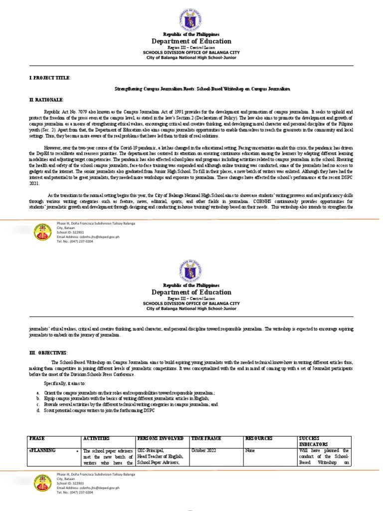 Project Proposal For Writeshop | PDF | Journalism | Cognition
