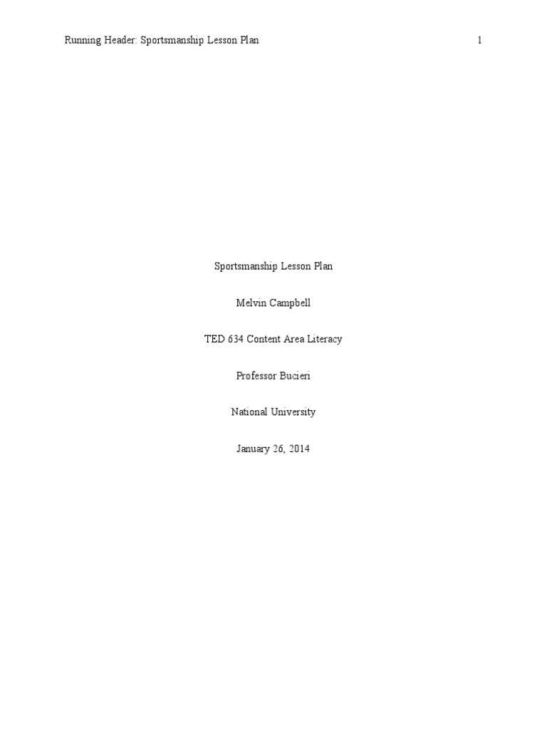 Ted 634 Assignment 3.2 Sportsmanship Lesson Plan | Download Free PDF ...