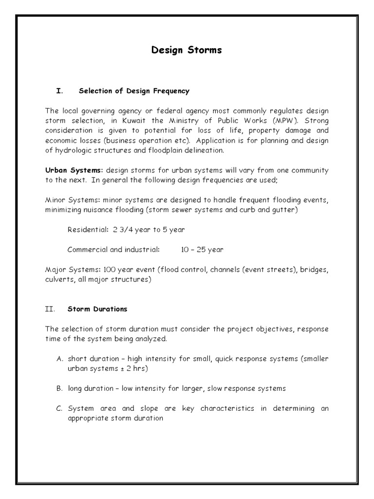 Design Storms (SWH) | PDF | Surface Runoff | Stream