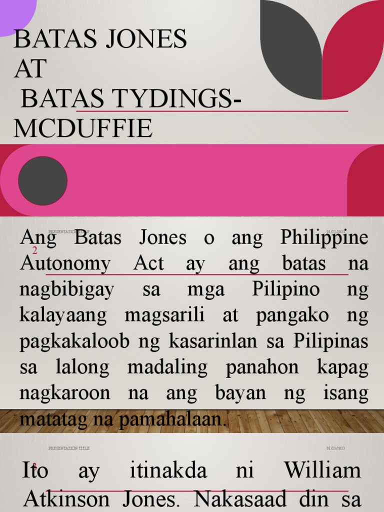 Batas Jones at Batas Tydings Mcduffie | PDF