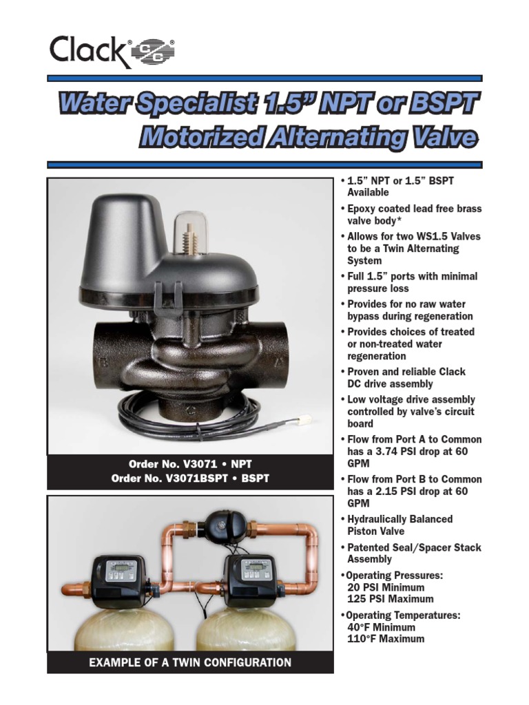 Clack MAV Motorized Valve Overview | PDF | Valve | Electricity