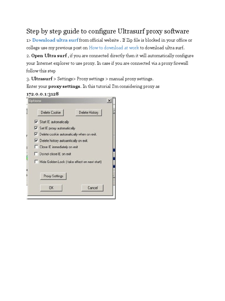 Step by Step Guide To Configure Ultrasurf Proxy Software | PDF