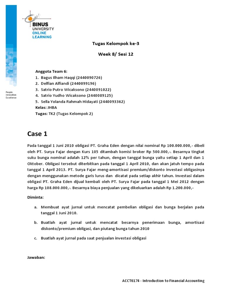 2011 Acct6174 Jhba TK3-W8-S12-R3 Team6 | PDF | Pengelolaan Keuangan & Uang