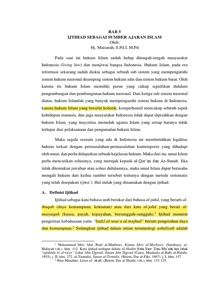Ijtihad Sebagai Sumber Hukum Islam | PDF Ijtihad Sebagai Sumber Hukum Islam | PDF
